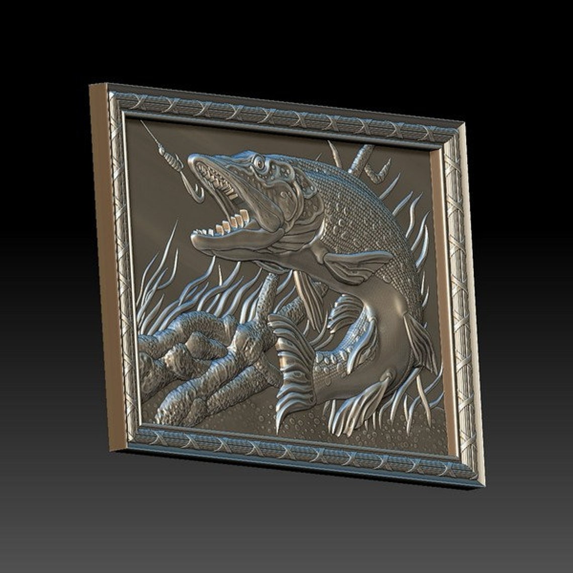 3D STL File for CNC Fish Scene Pike - Etsy