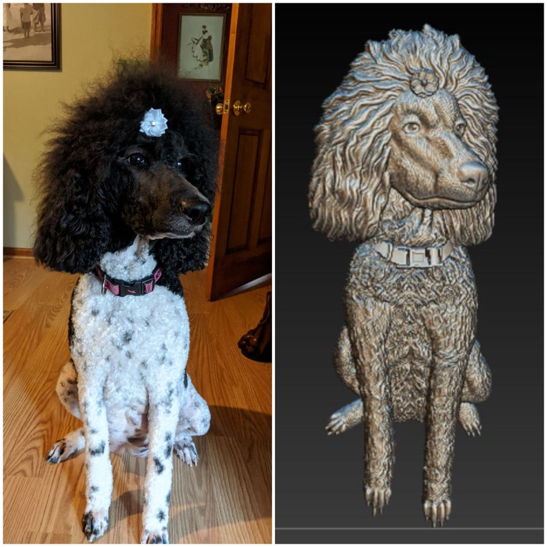 Custom STL Portrait of Dogs and Pets File for CNC Router Based on Your ...