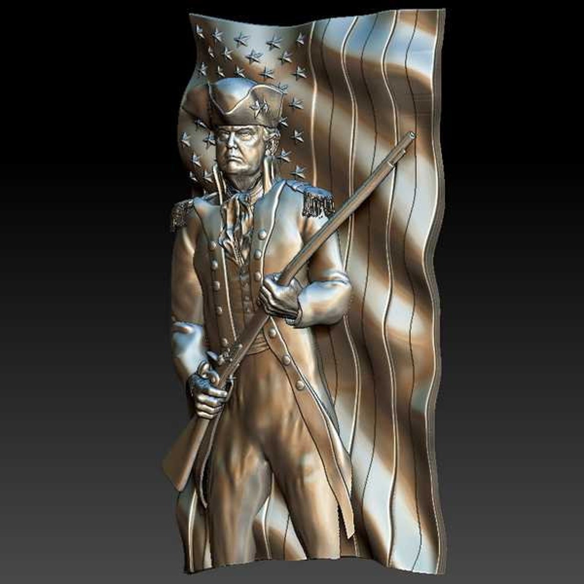 3D STL File for CNC - Trump V2 With Flag USA - Etsy