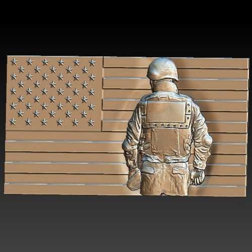 3D STL File for CNC Flag USA With a Soldier - Etsy