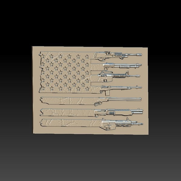 3D STL Model for CNC - Flag USA With Guns - Etsy