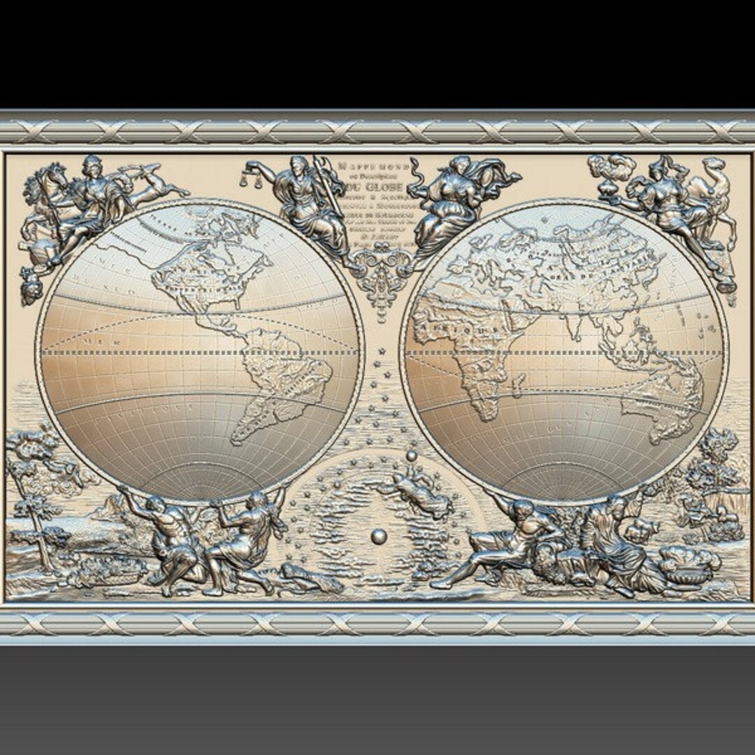 3D STL File for CNC - World Map With Frame - Etsy