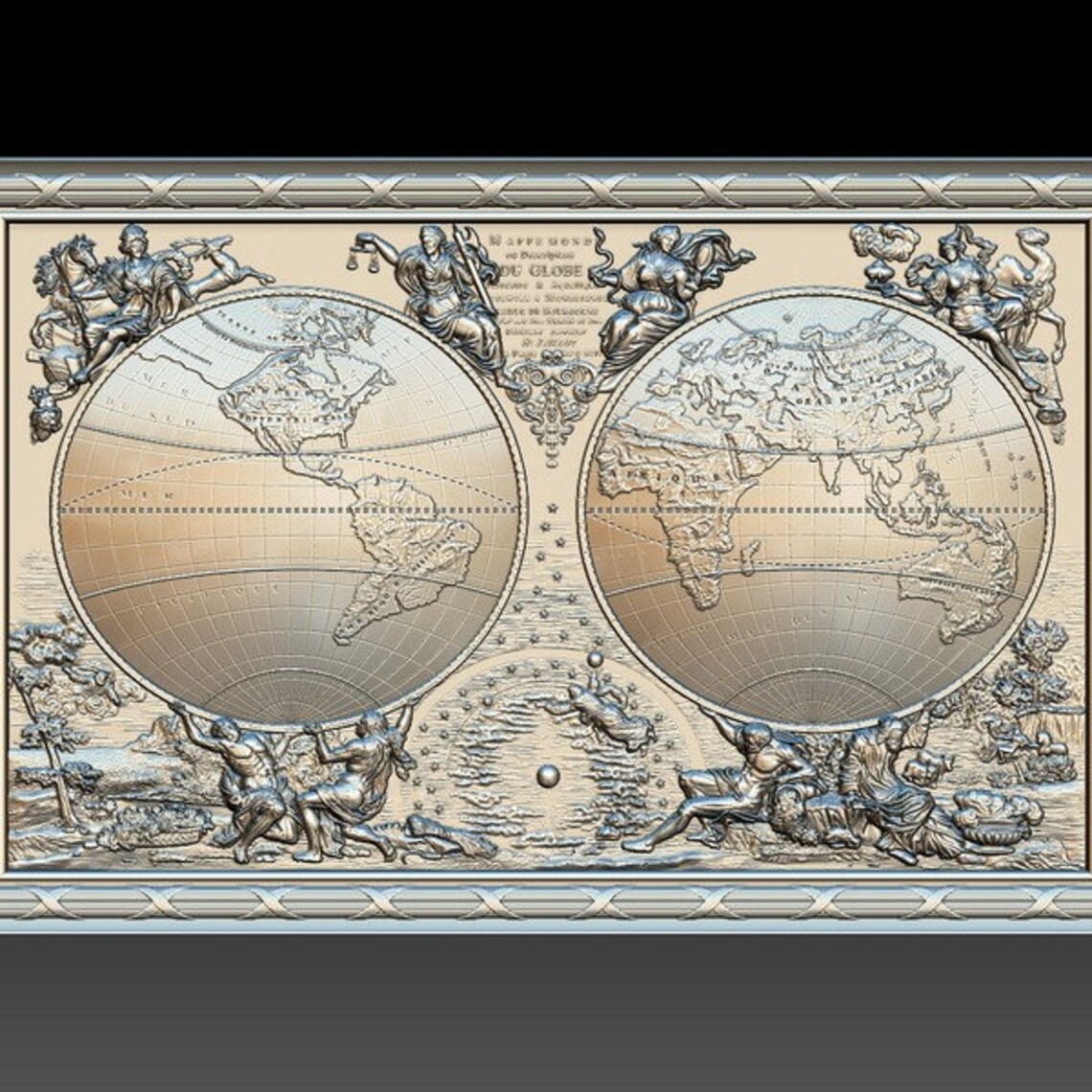 3D STL File for CNC - World Map With Frame - Etsy