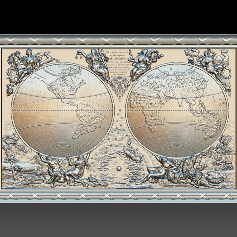 3d Stl File World Map With Frame Etsy Ireland