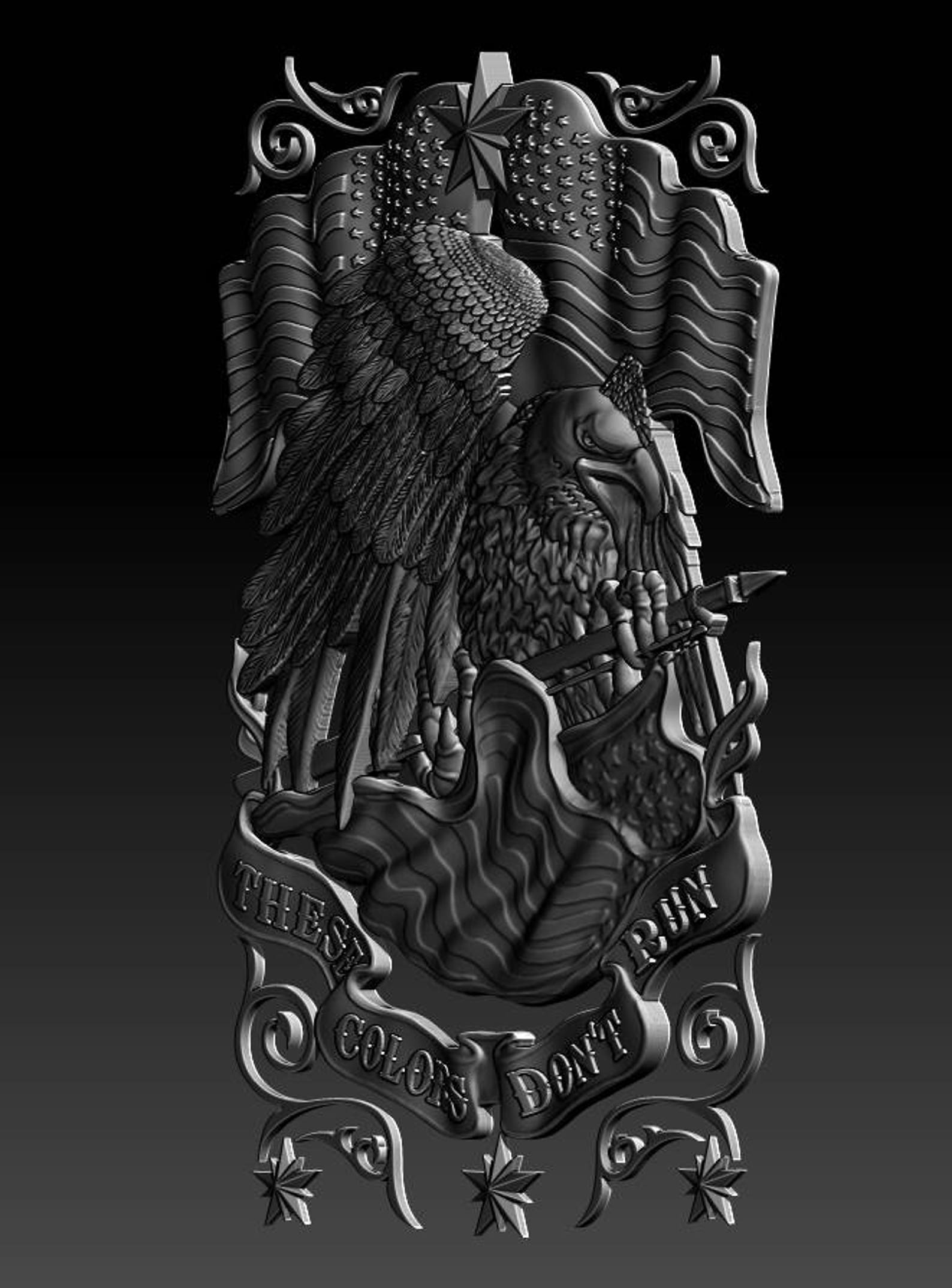 3D STL Model for CNC Eagle With Flags - Etsy