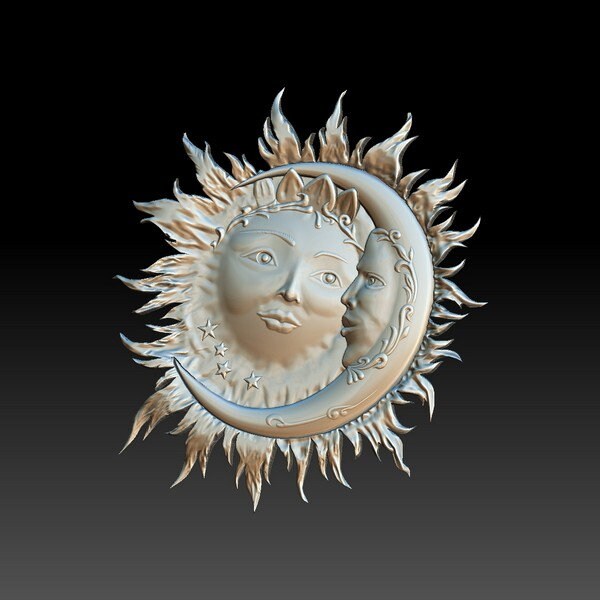 3D STL File for CNC Sun and Moon - Etsy