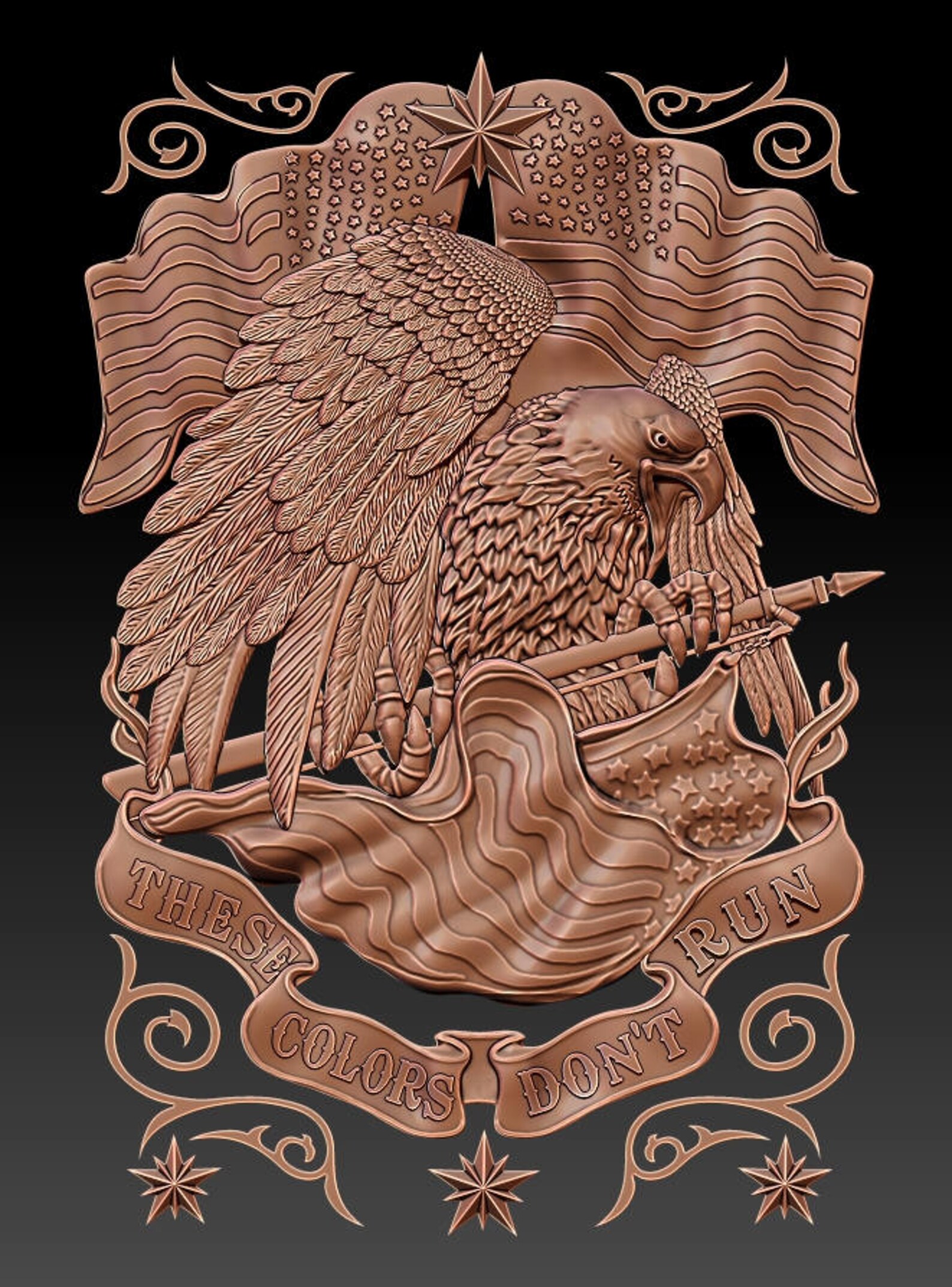 3D STL Model for CNC Eagle With Flags - Etsy