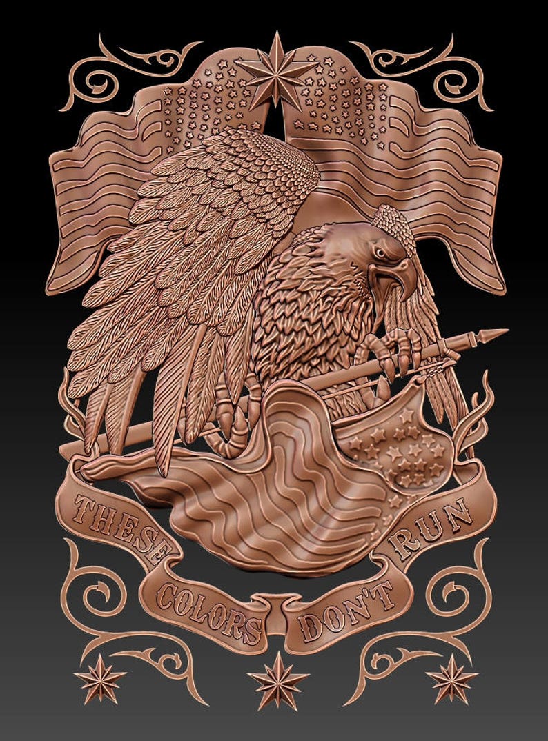 3D STL Model for CNC Eagle With Flags - Etsy