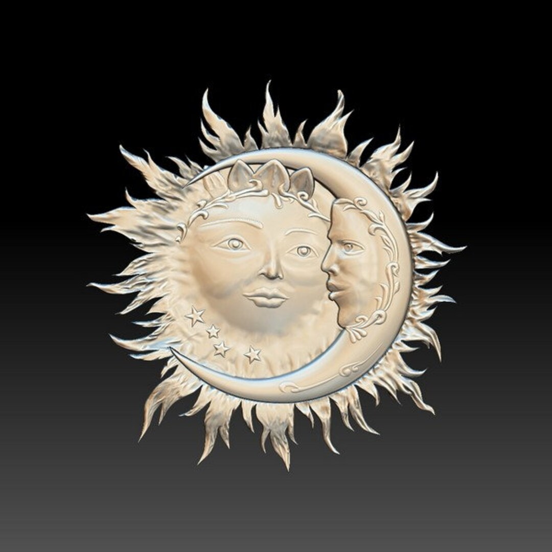 3D STL File for CNC - Sun and Moon - Etsy