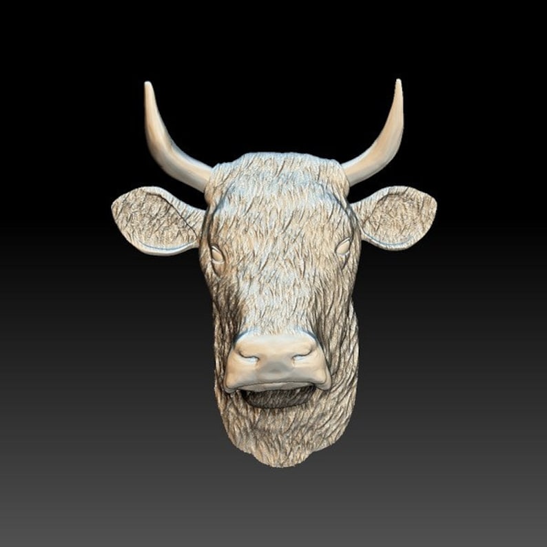 3D STL File for CNC Cow's Head V1 - Etsy