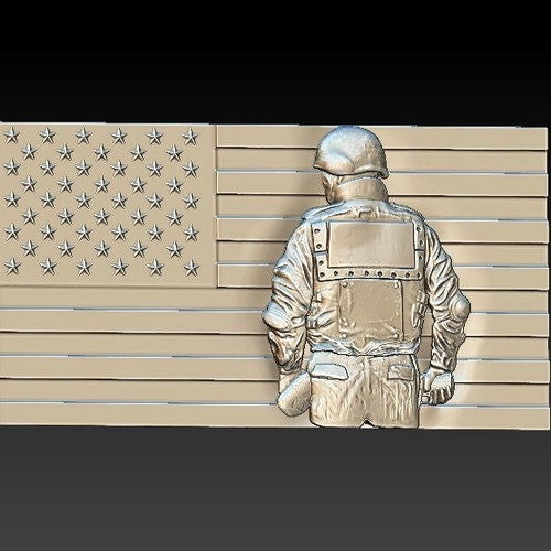 3D STL File for CNC Flag USA With a Soldier - Etsy