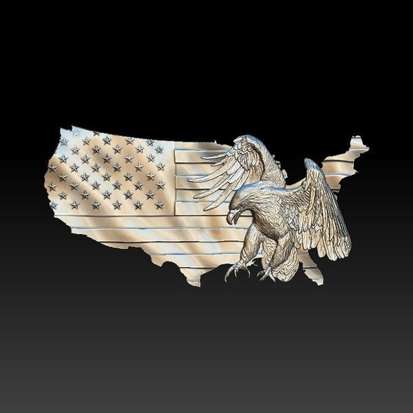 3D STL Models for CNC - Flag USA With Eagle - Full Set - 6 Stl Files ...