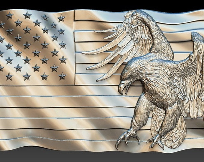 3D STL File for CNC - Flag USA Waved With Eagle - Etsy