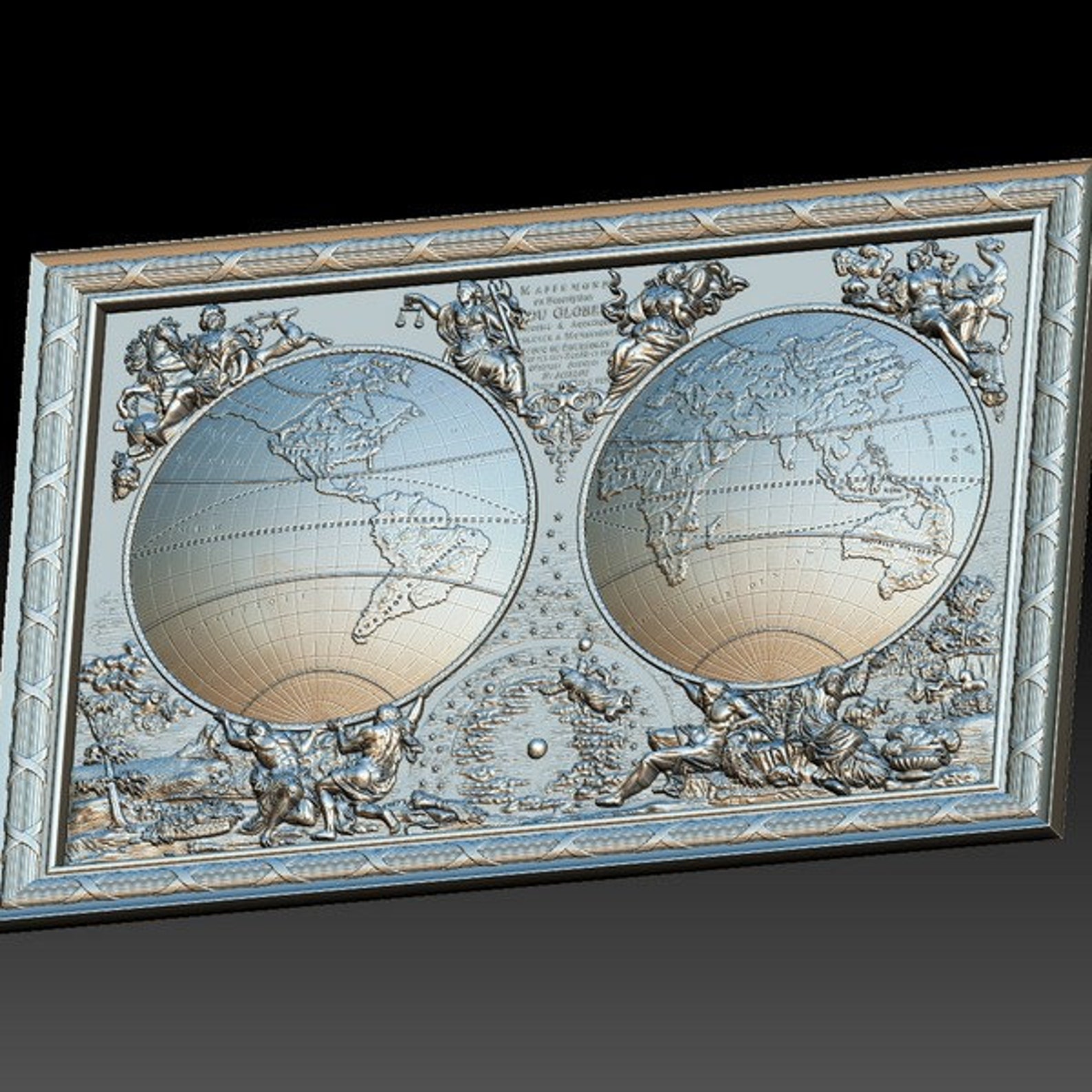 3D STL File for CNC World Map With Frame - Etsy