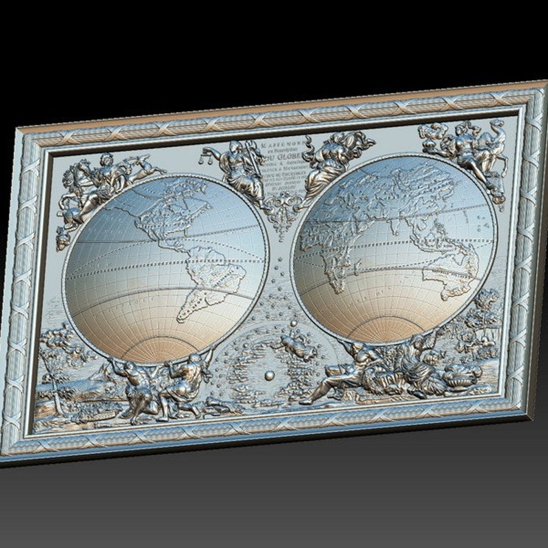 3D STL File for CNC World Map With Frame - Etsy