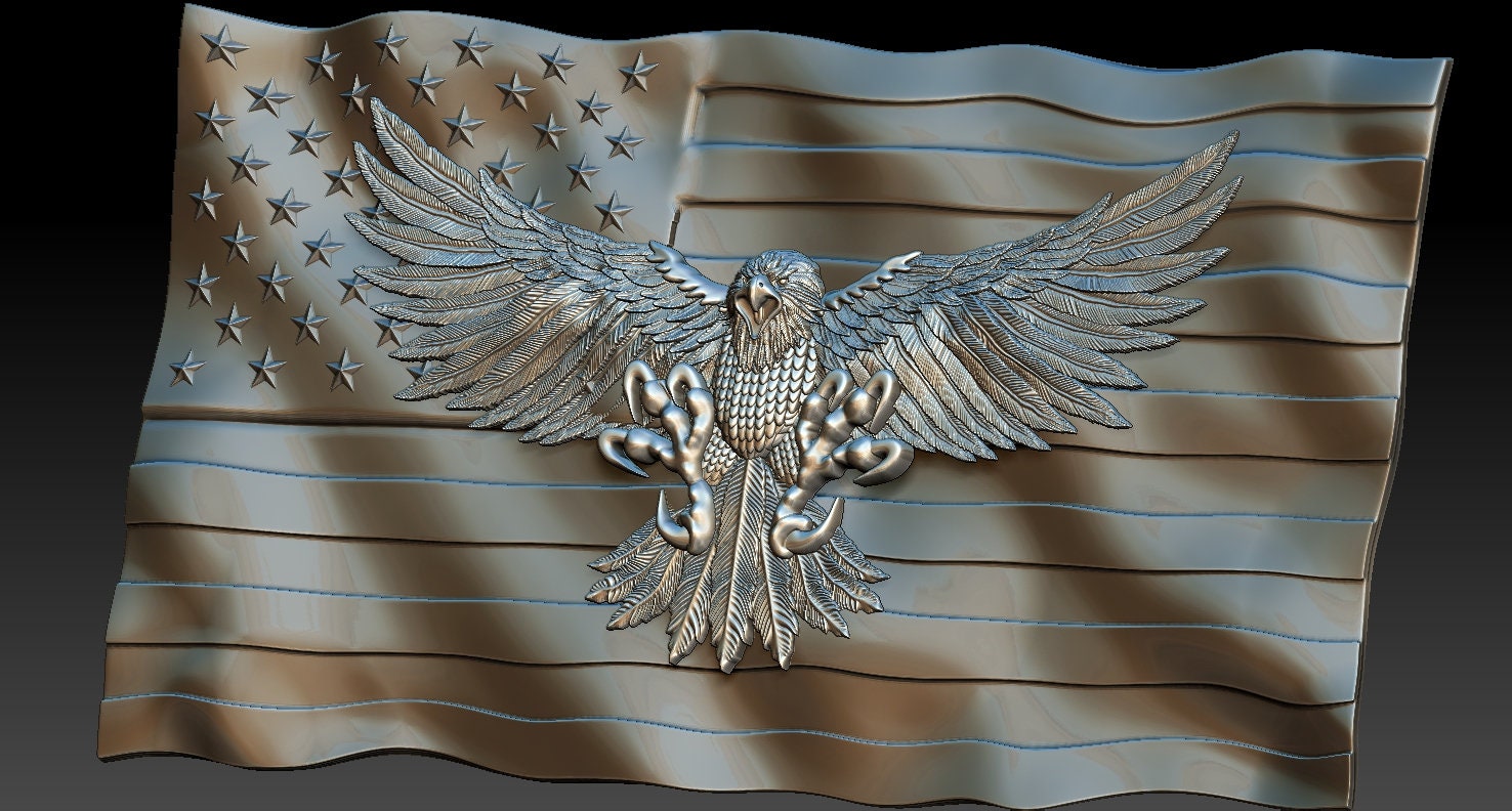 3D STL Model for CNC Set V1 Flag USA With Eagle - Etsy