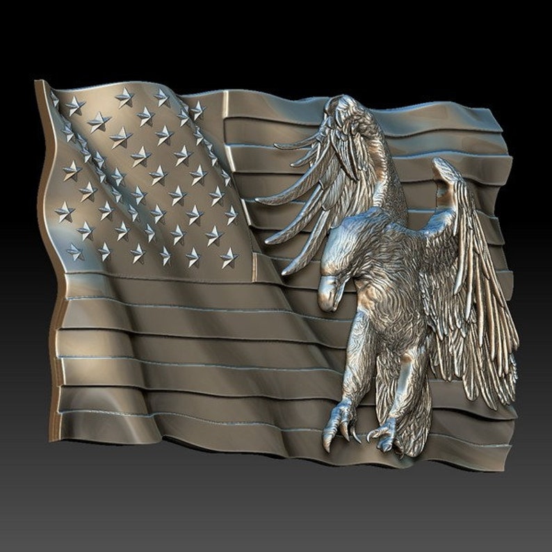 3D STL File for CNC - Flag USA Waved With Eagle - Etsy