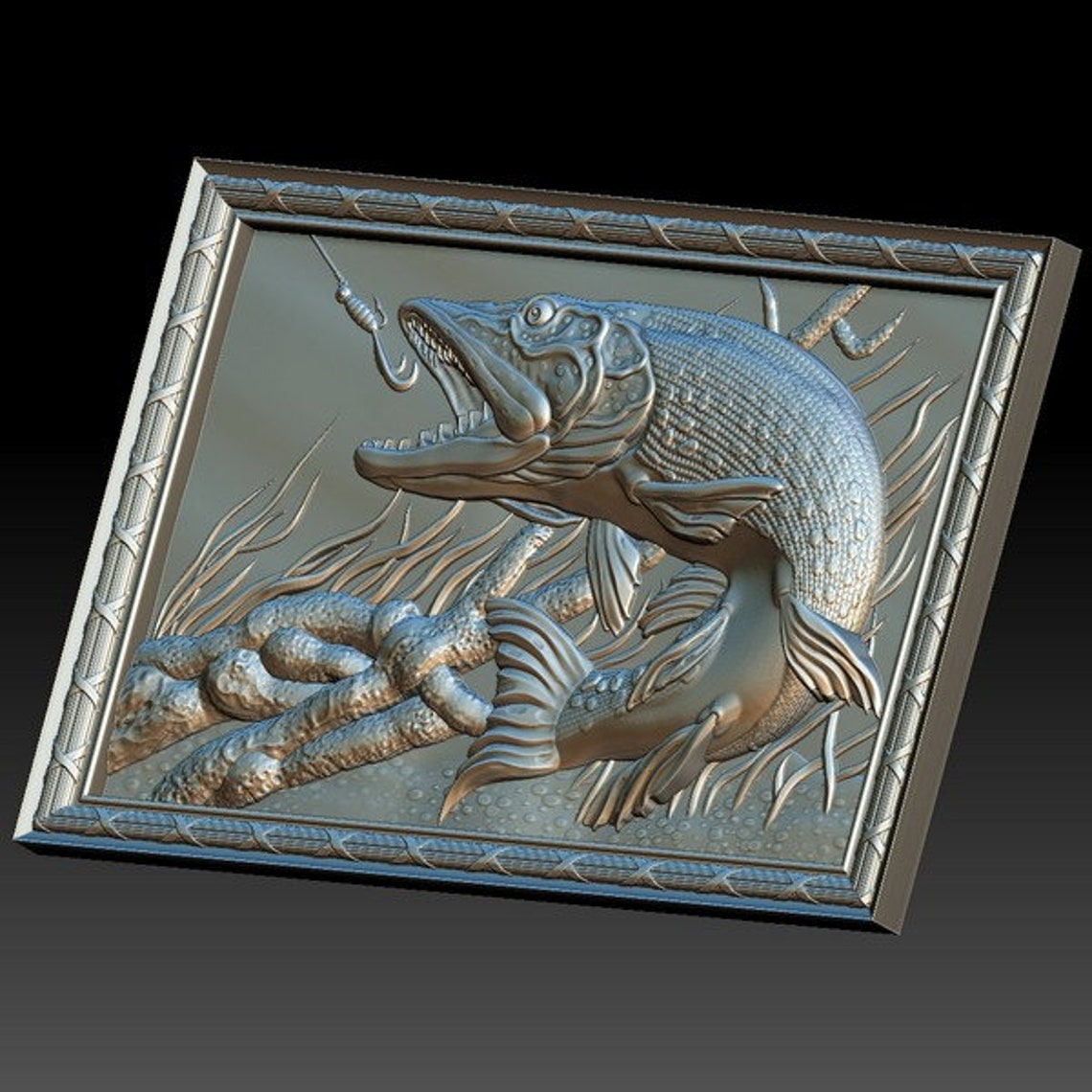 3D STL File for CNC Fish Scene Pike - Etsy