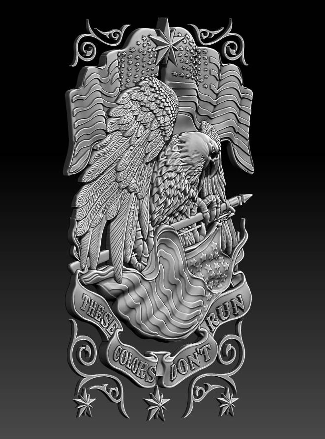 3D STL Model for CNC Eagle With Flags - Etsy