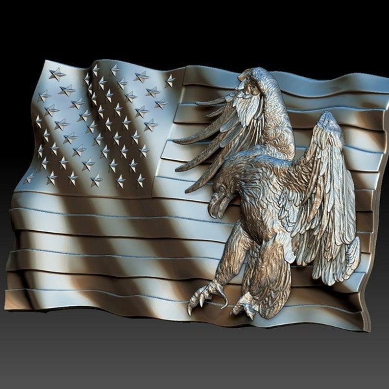 3D STL File for CNC - Flag USA Waved With Eagle - Etsy