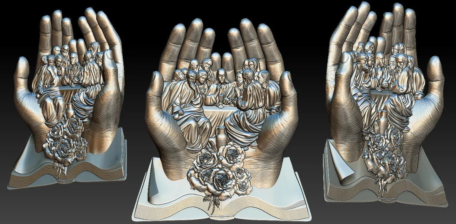 3D STL File for CNC - Last Supper With Hands - Lord's Supper - Etsy