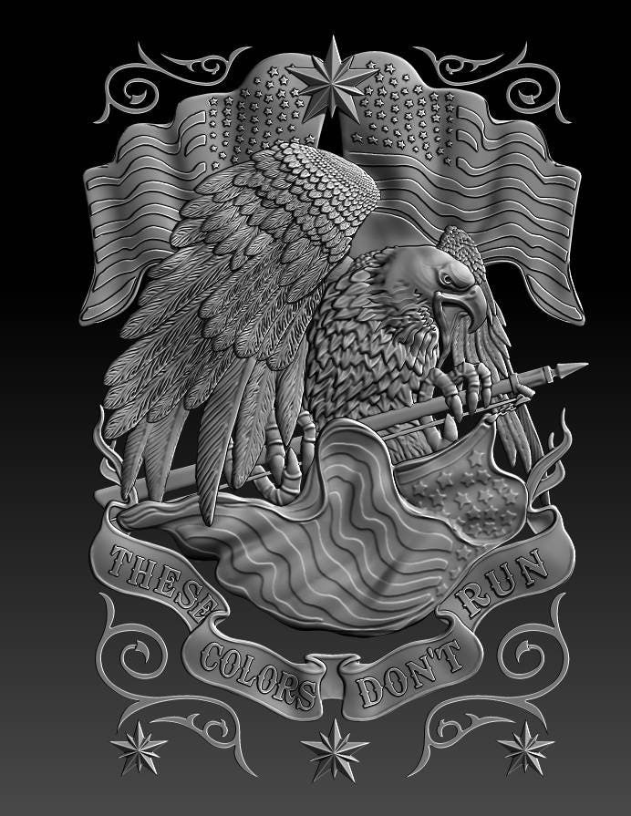 3D STL Model for CNC Eagle With Flags - Etsy