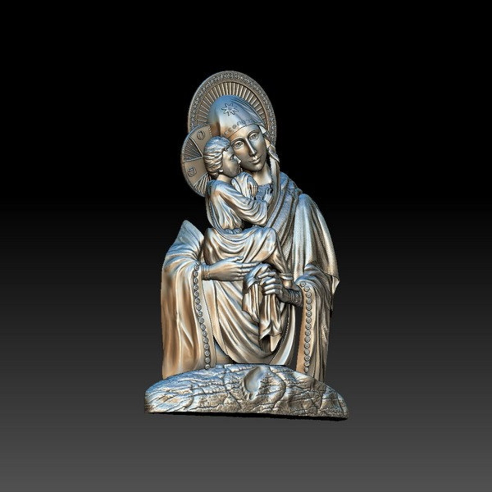 3D STL File for CNC Virgin Mary With Jesus - Etsy
