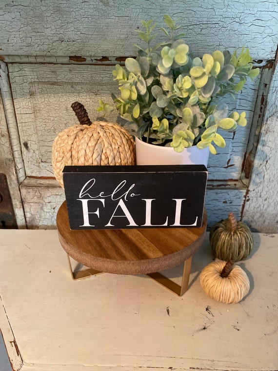 Hello Fall Mini Block Sign Hello Fall Fall Tiered Tray - Etsy