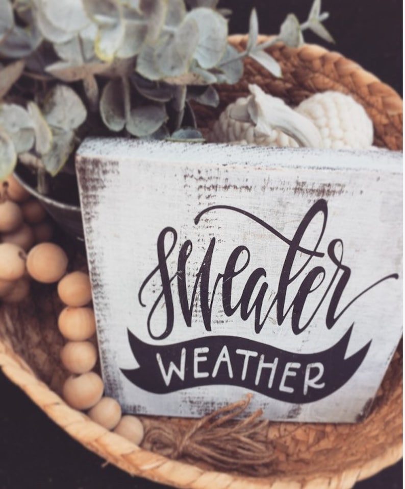 Sweater Weather Mini Wood Sign Fall Decor Winter Decor - Etsy