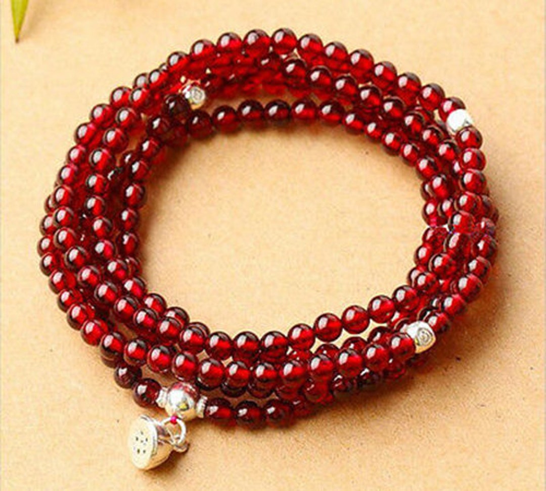 216 3mm A Grade Wine Red Garnet Beads Pulsera de oración 27 - Etsy España