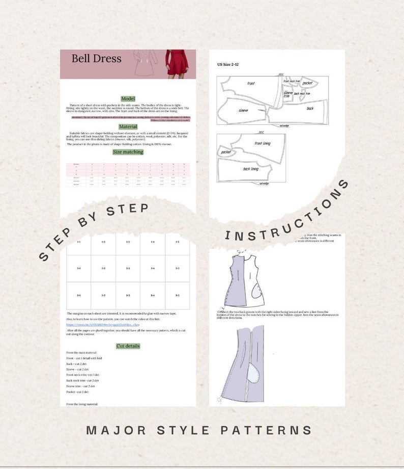 Bell Dress Sewing Pattern | US 2-18 | Dress With Long Sleeve Sewing ...