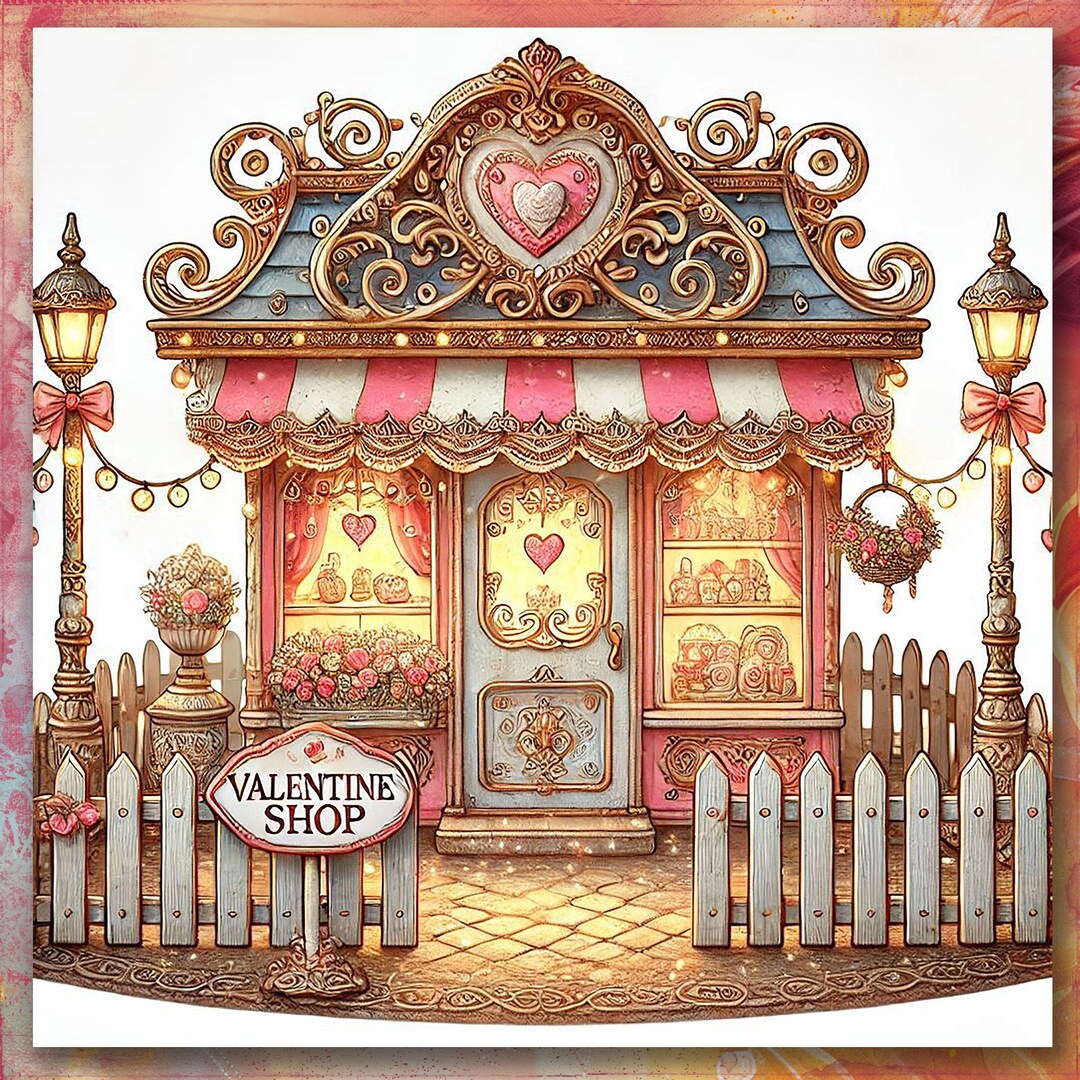 Valentines Shops Clipart Set 2 Scrapbooking Art Backgrounds Clipart Cut ...