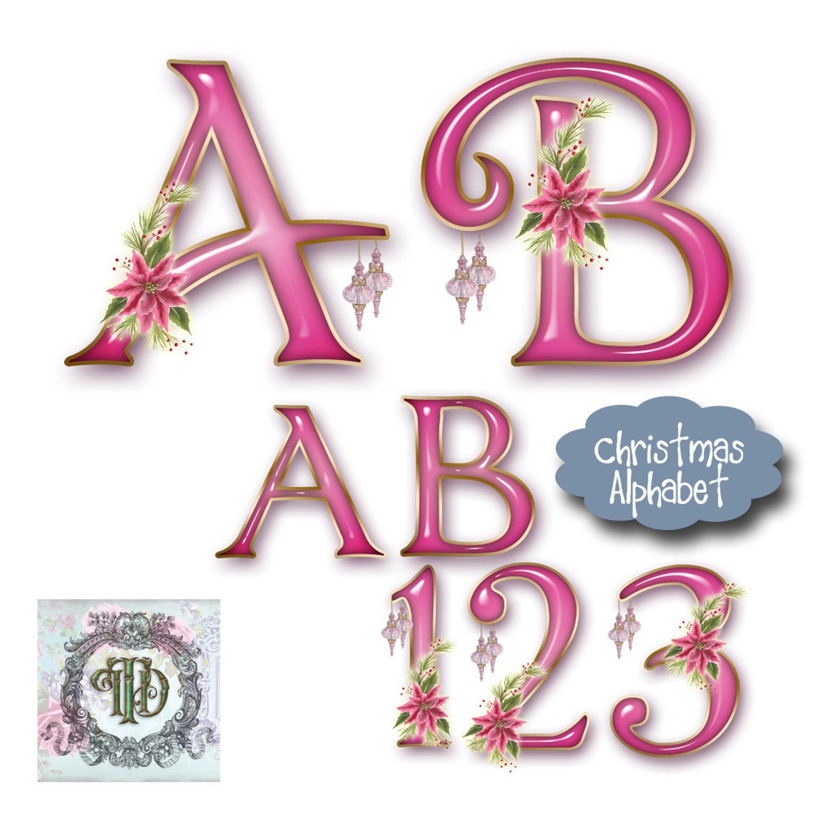 Printable Pink Christmas Alphabet - Etsy