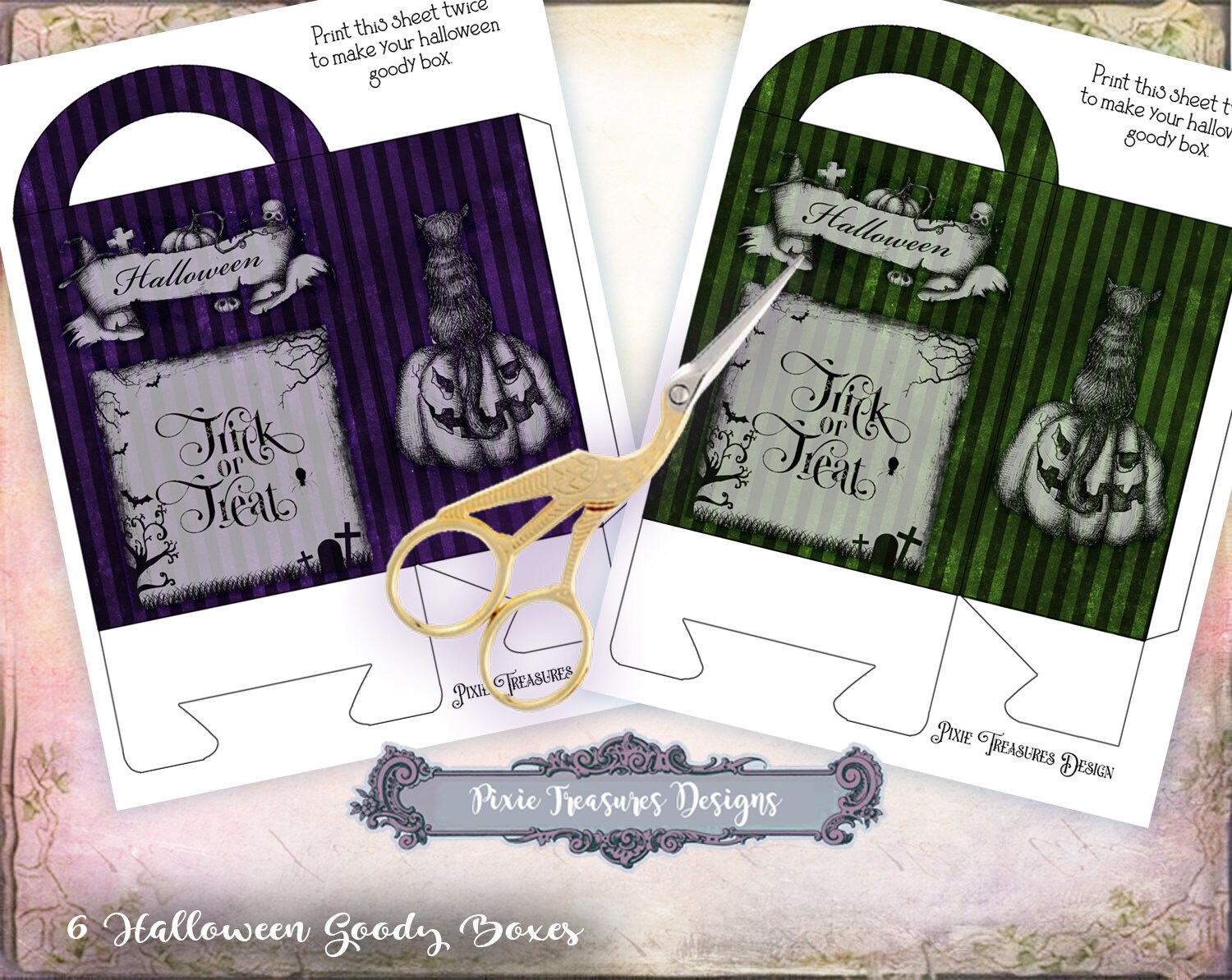 6 Printable Halloween Goody Boxes - Etsy