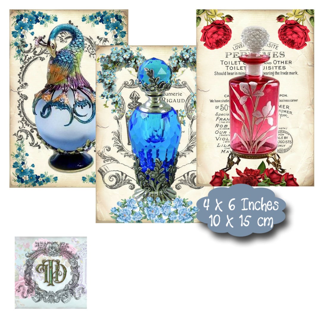 8 Printable Vintage Perfume Bottle Tags - Etsy