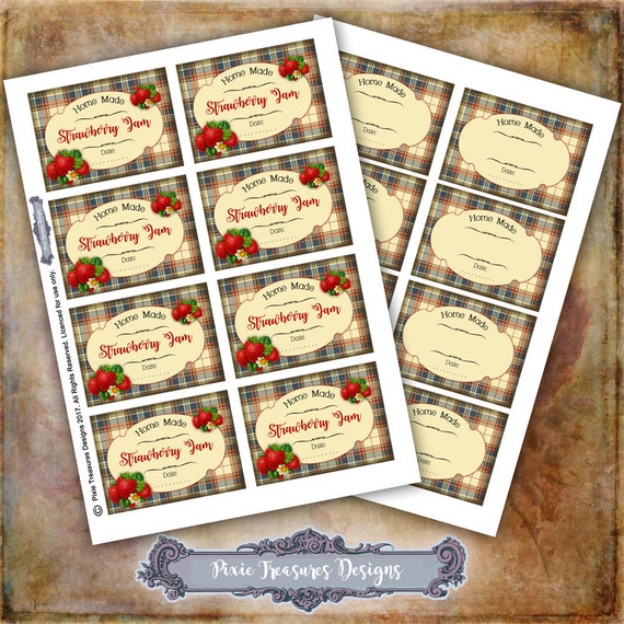 Printable Strawberry Jam Labels Blank Labels Digital Label | Etsy