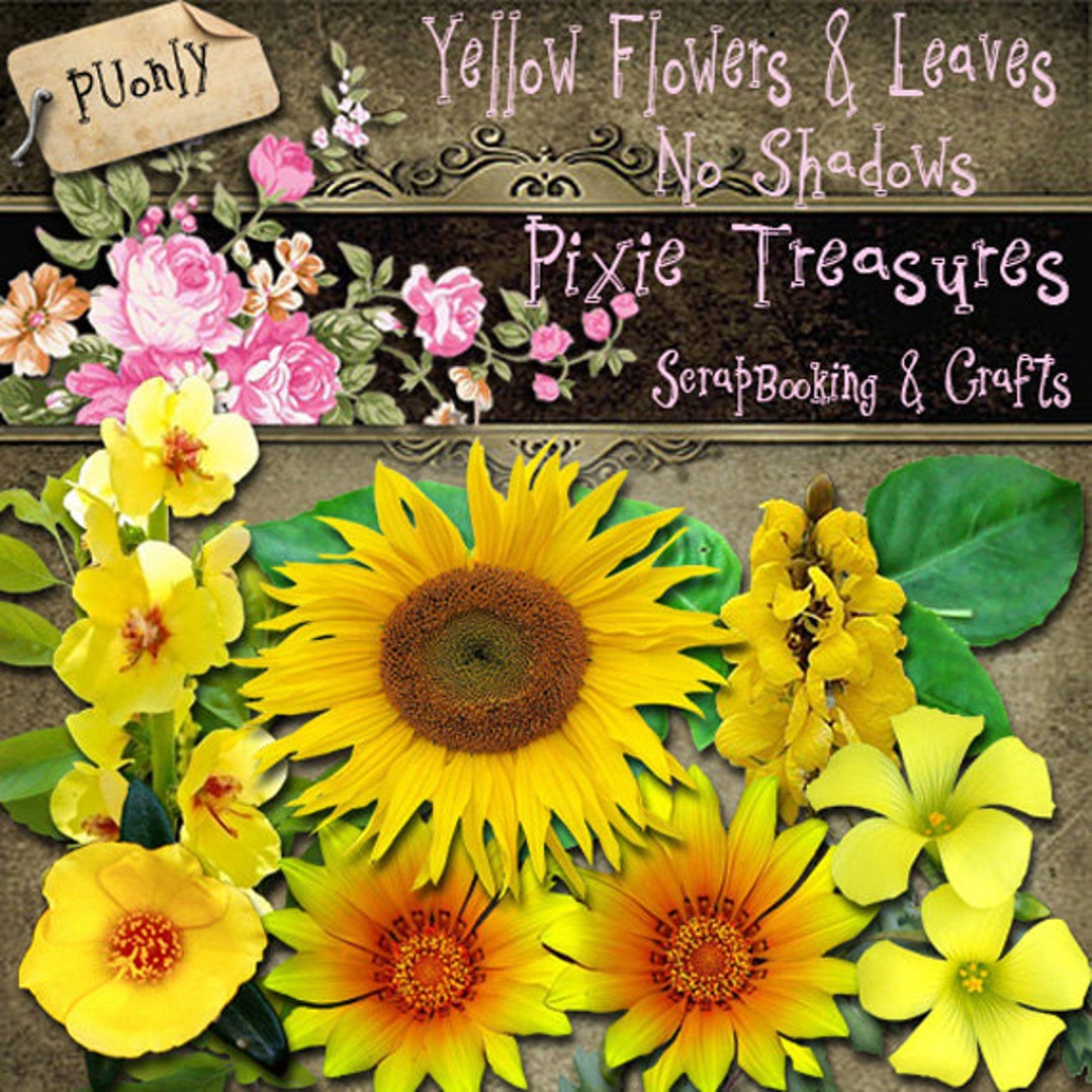 Yellow Flowers and Green Leaf Alphas Downloadable and Printable for ...