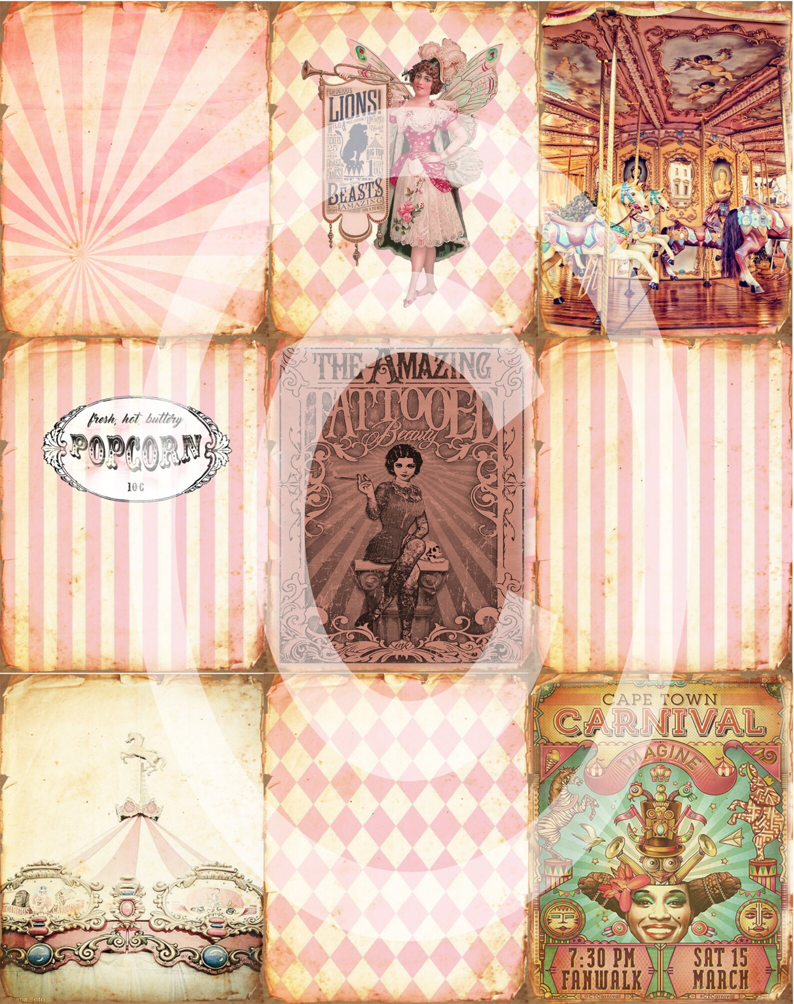 24 Printable Pink Circus Papers - Etsy