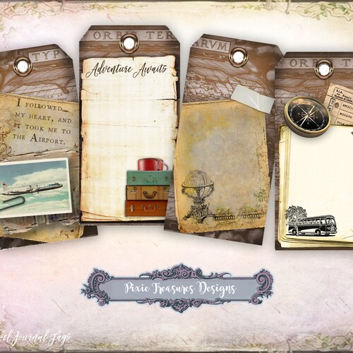 6 Printable Travel Journal Printable Tags - Etsy
