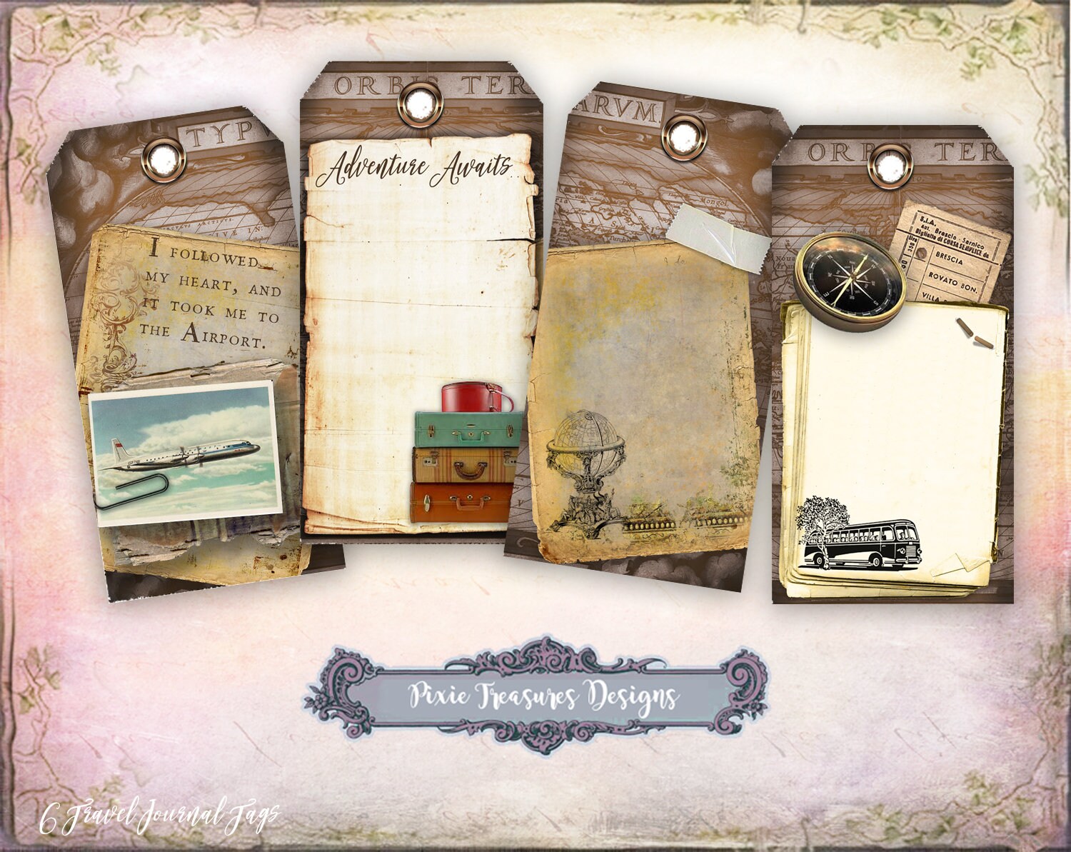 6 Printable Travel Journal Printable Tags - Etsy