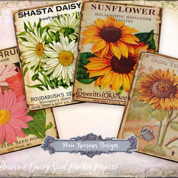 Vintage Sunflower Seed Packet Digital - Etsy