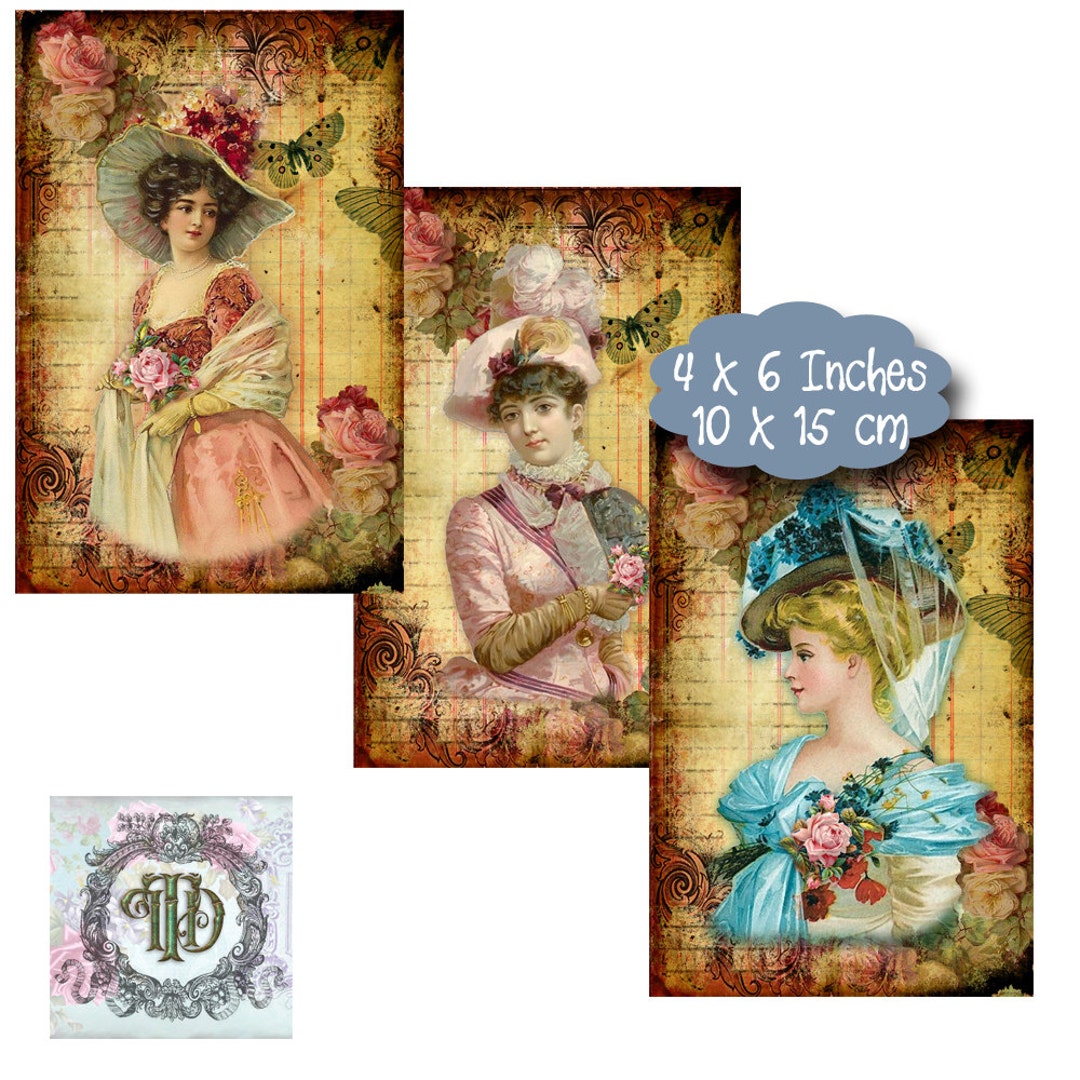 6 Printable Shabby Vintage Lady Tags - Etsy