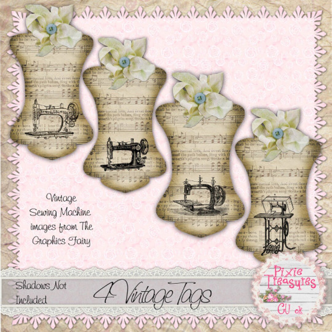 4 Printable Vintage Sewing Machine Tags - Etsy