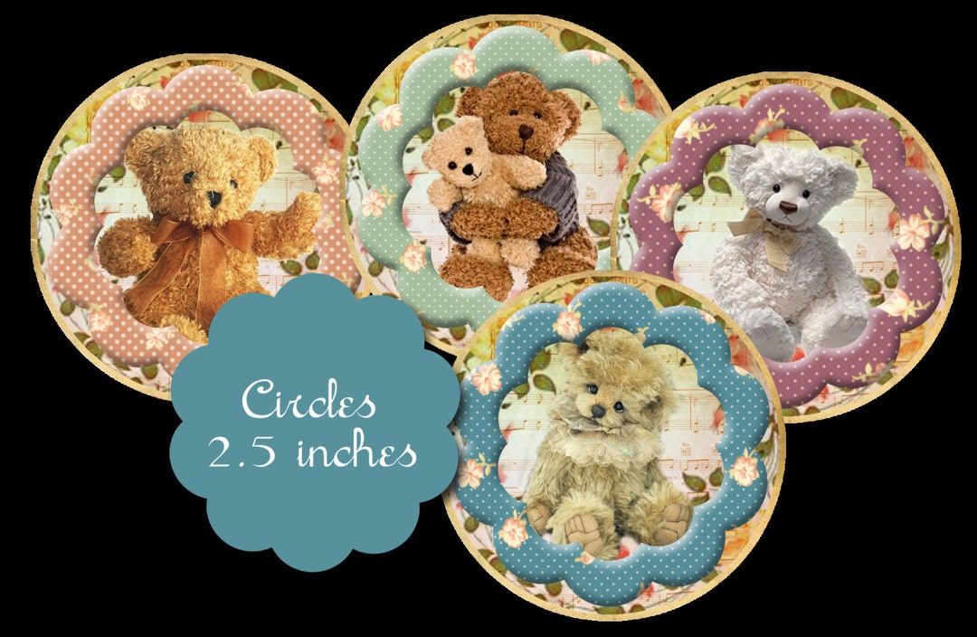 8 Printable Teddy Bear Circles - Etsy