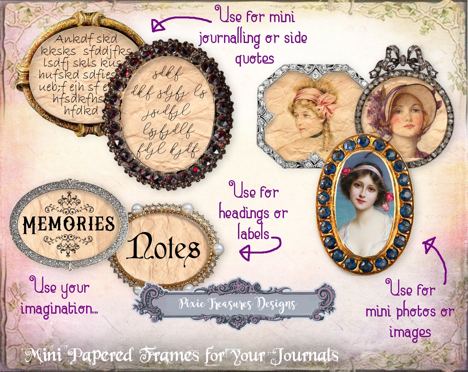 10 Printable Mini, Paper Backed Frames for Your Journals - Etsy