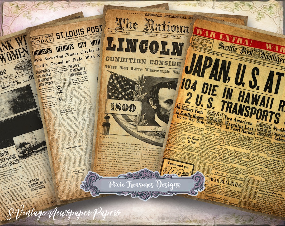 Printable Vintage Newspaper Papers Set 2 - Etsy
