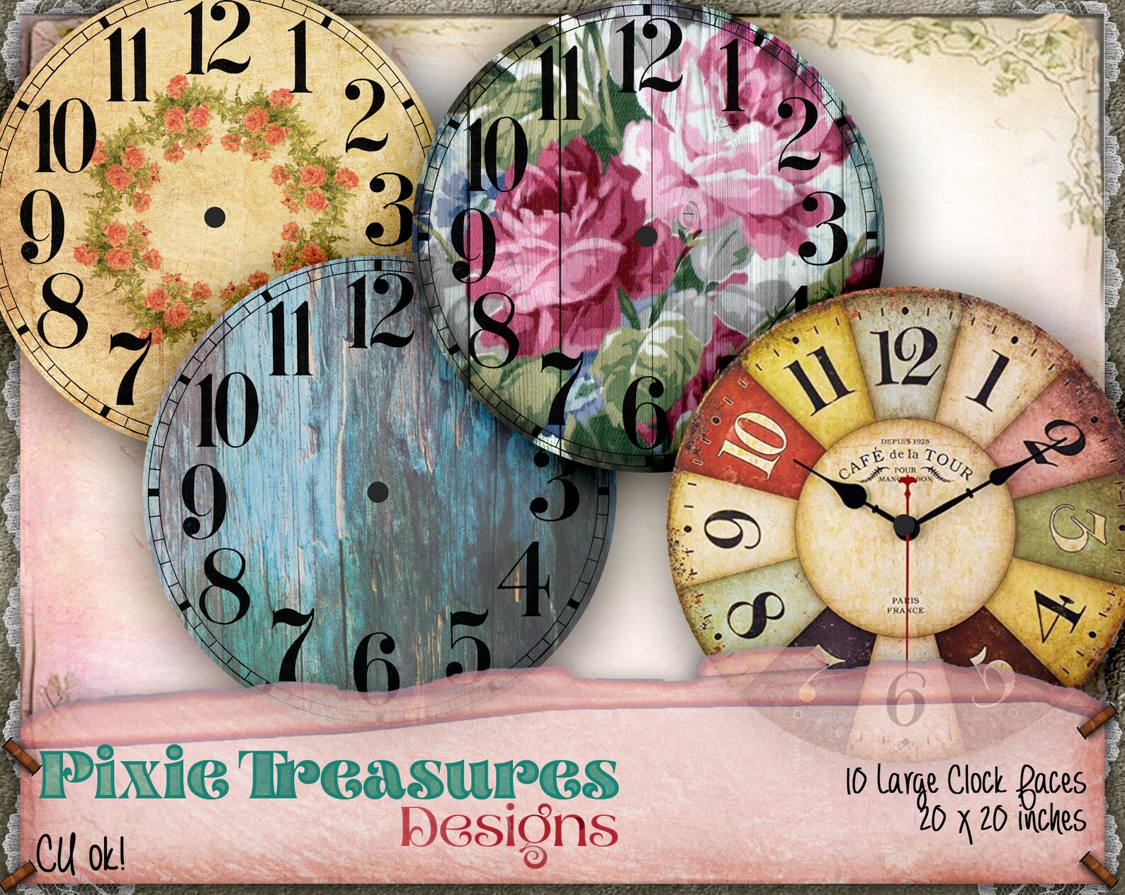 10 Printable Large Clock Faces - Etsy