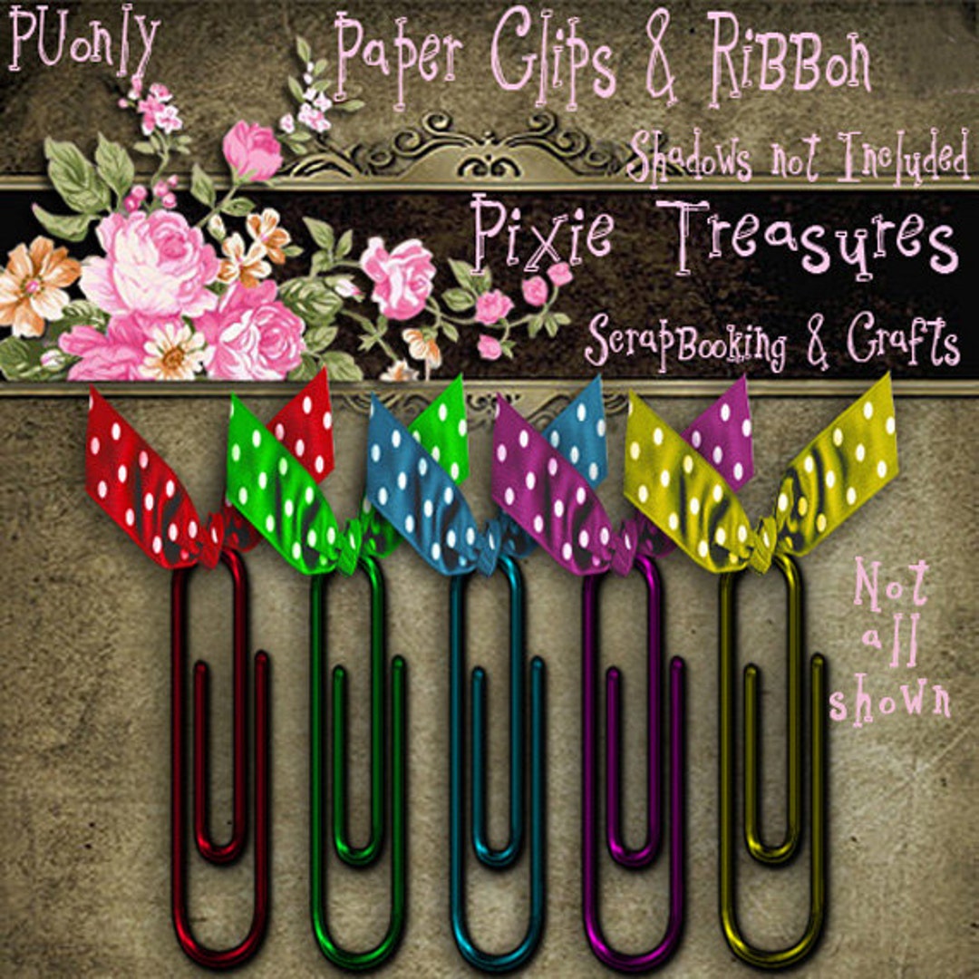 Printable Paperclips With Ribbons Elements - Etsy
