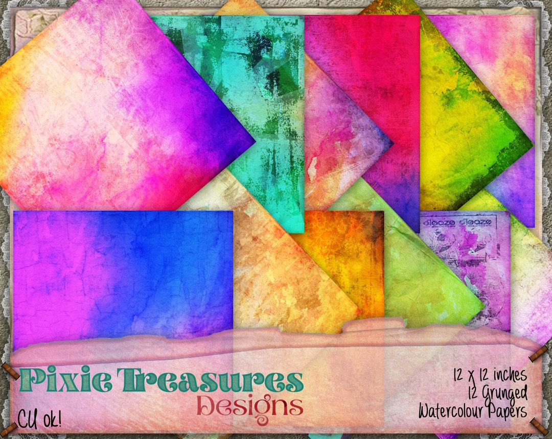 12 Paper Printable Grunge Watercolour Papers - Etsy