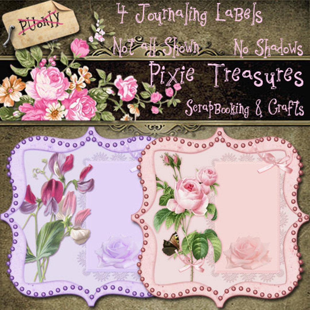 4 Printable Pretty Floral Journaling Labels - Etsy